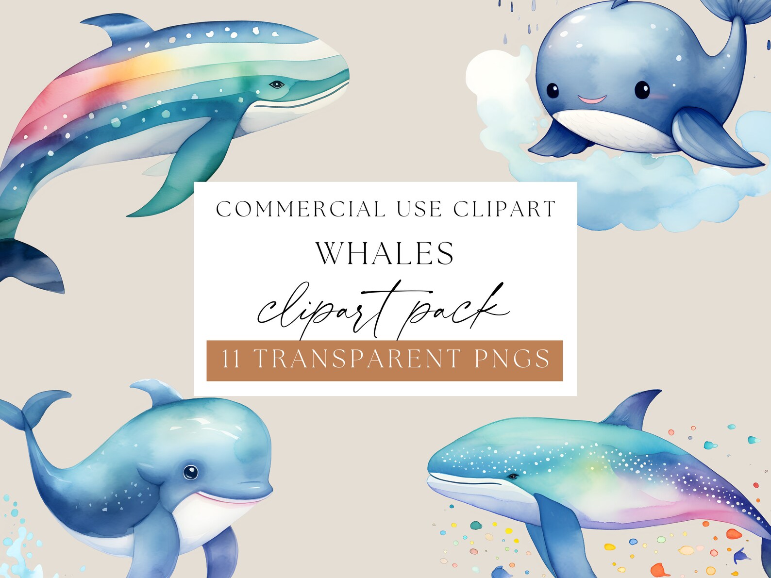 Watercolor Whale Clipart, Transparent PNG Images, Ocean Life ...
