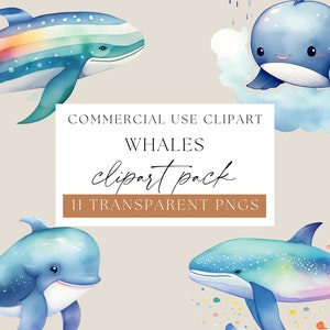 Watercolor Whale Clipart, Transparent PNG Images, Ocean Life ...