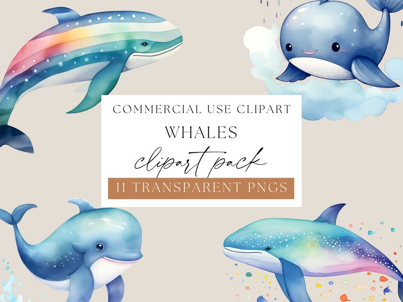 Watercolor Whale Clipart, Transparent PNG Images, Ocean Life ...