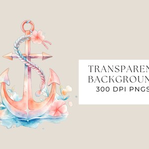 Sailing Anchor Watercolor Clipart, Nautical Clip Art, Marine Clipart ...