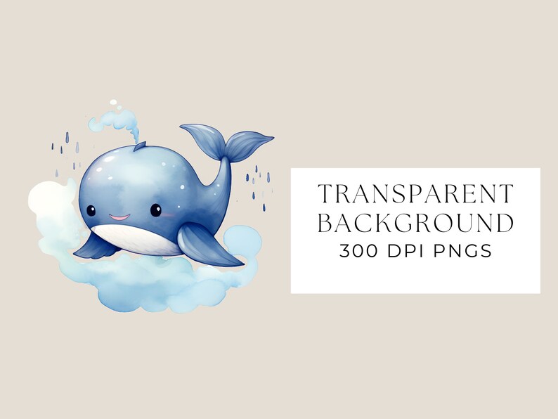 Watercolor Whale Clipart, Transparent PNG Images, Ocean Life ...