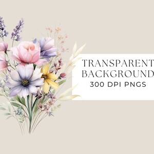 Soft Pastel Wildflower Clipart, Watercolor Wildflowers, Transparent Png ...