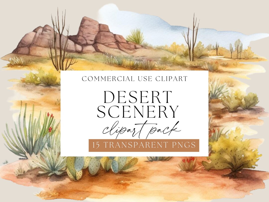 Desert Watercolor Clipart, Scenery Transparent Pngs, Desert With Cactus ...