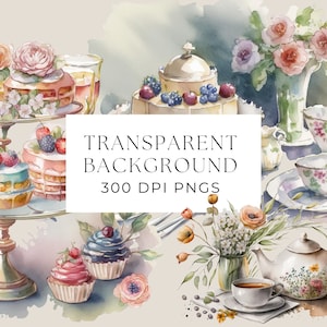 Tea Party Clipart, High Tea Table Setting, Mothers Day Clip Art for ...