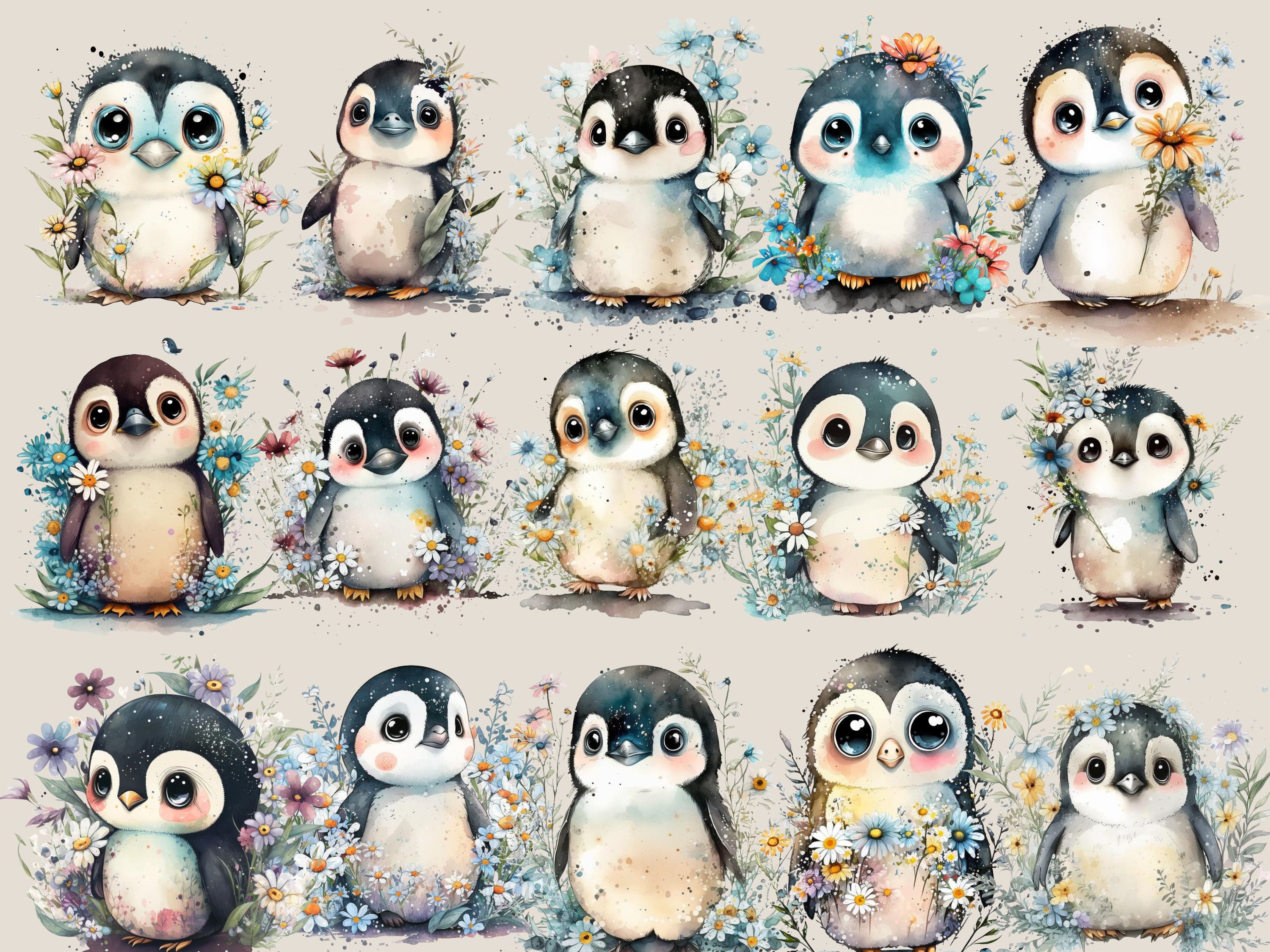 Watercolor Penguin Clipart, Commercial Use Images, Transparent Penguin ...