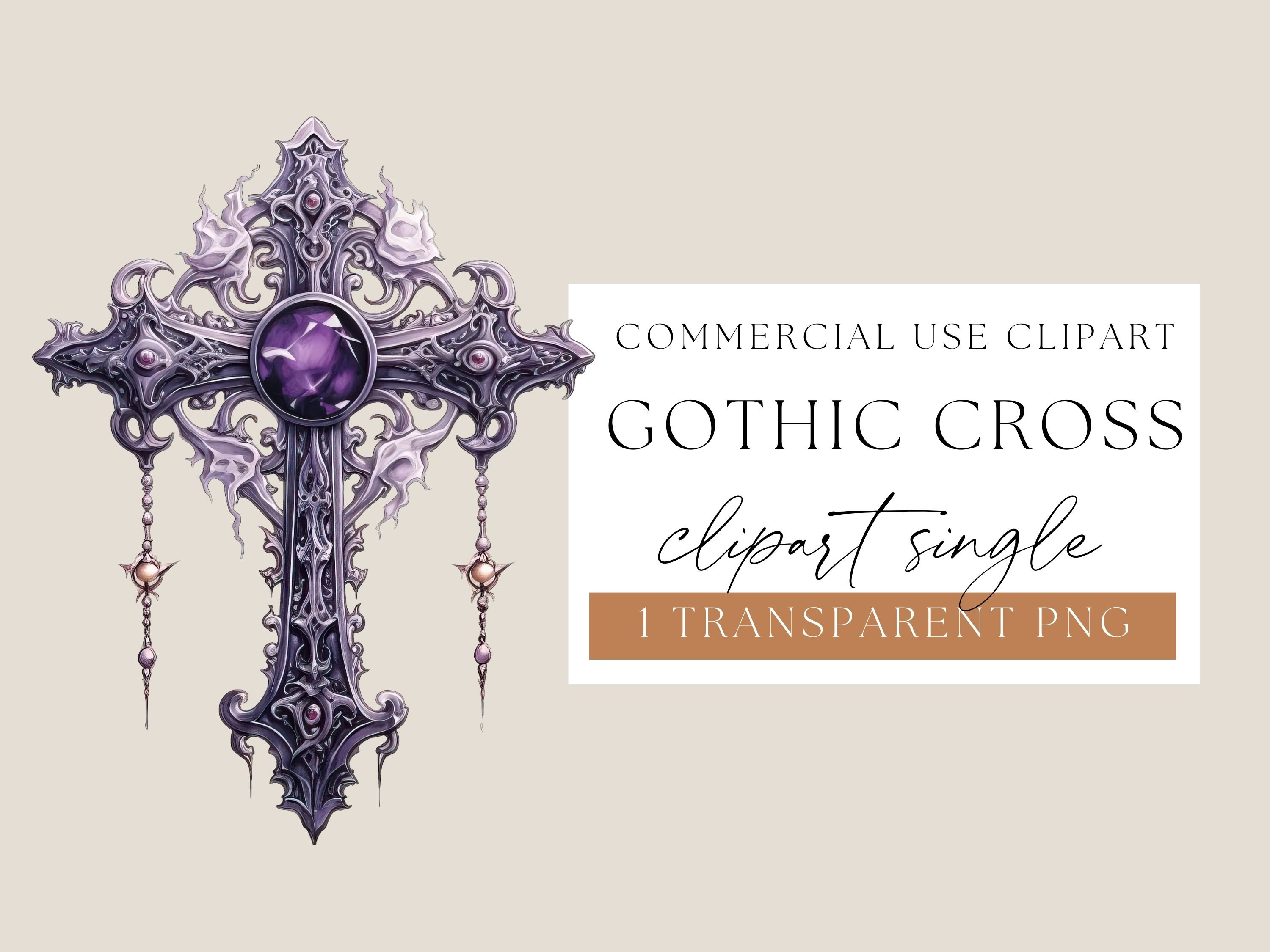 Watercolor Gothic Cross, Black Cross Clipart, Religious Cross Clipart ...