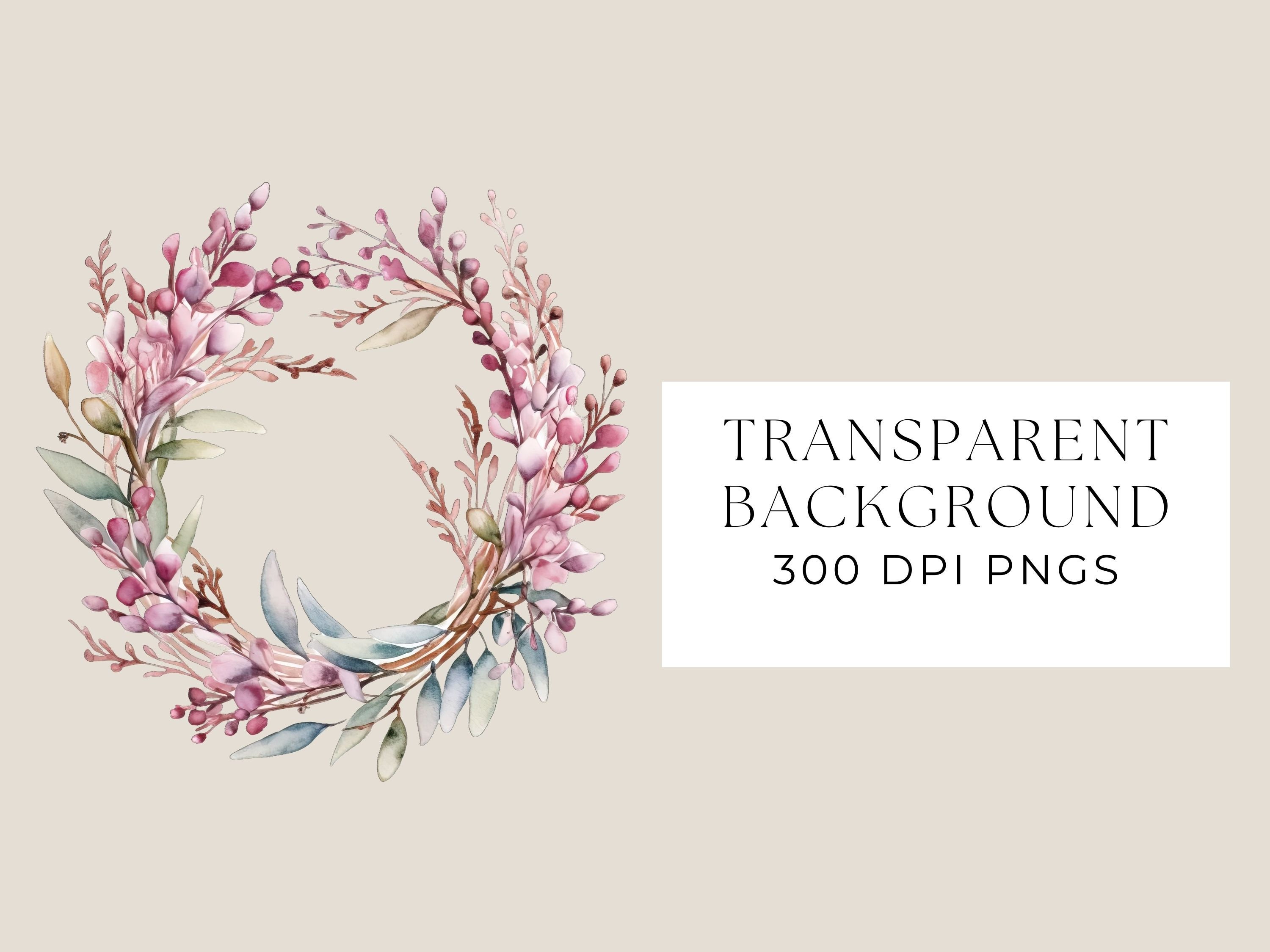 Pink Floral Wreath Clipart Image, Botanical Round Frame, Watercolor ...