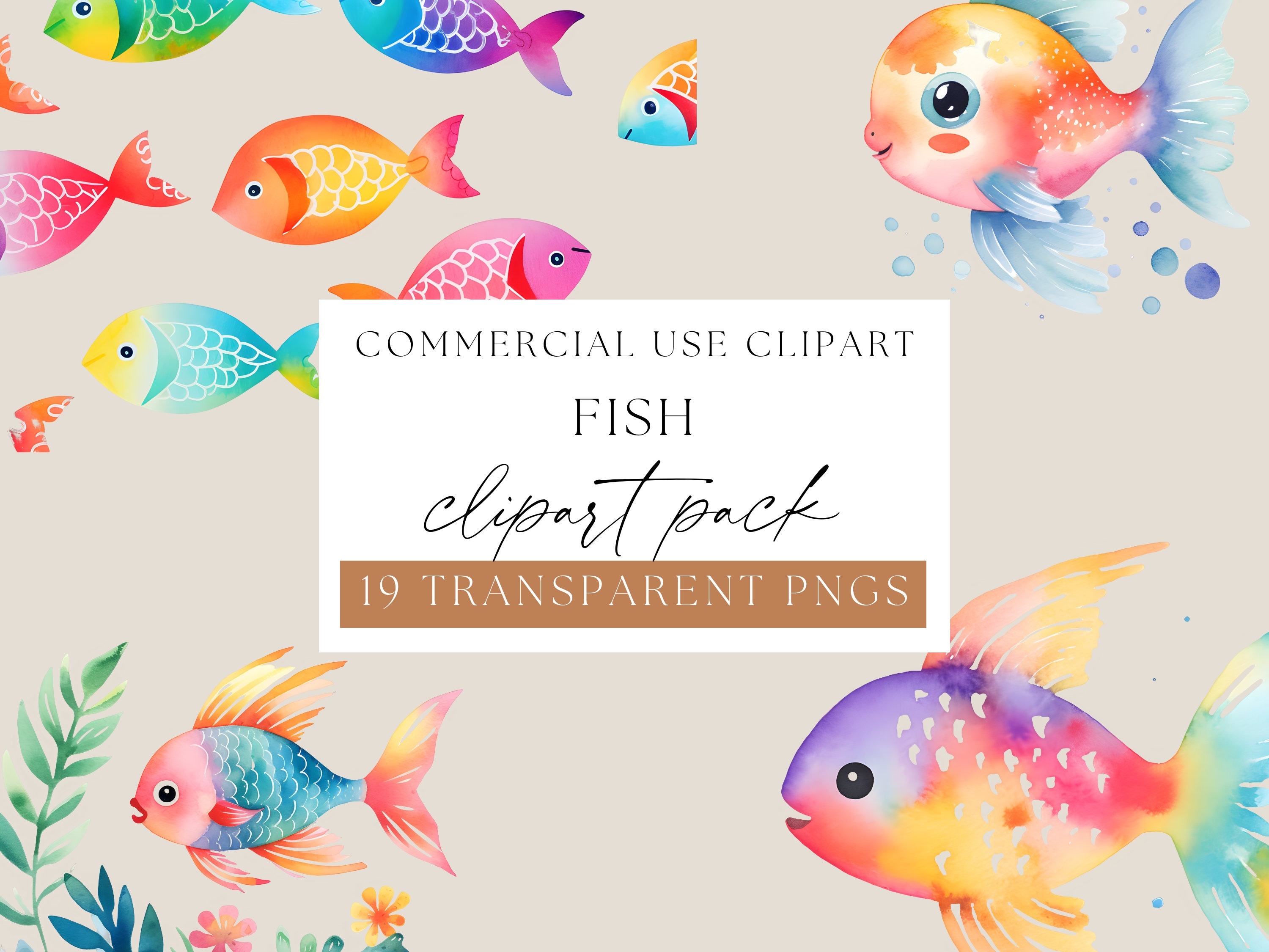 Cute Fish Ocean Clipart, Underwater Clipart, Fish Clip Art, Colorful ...