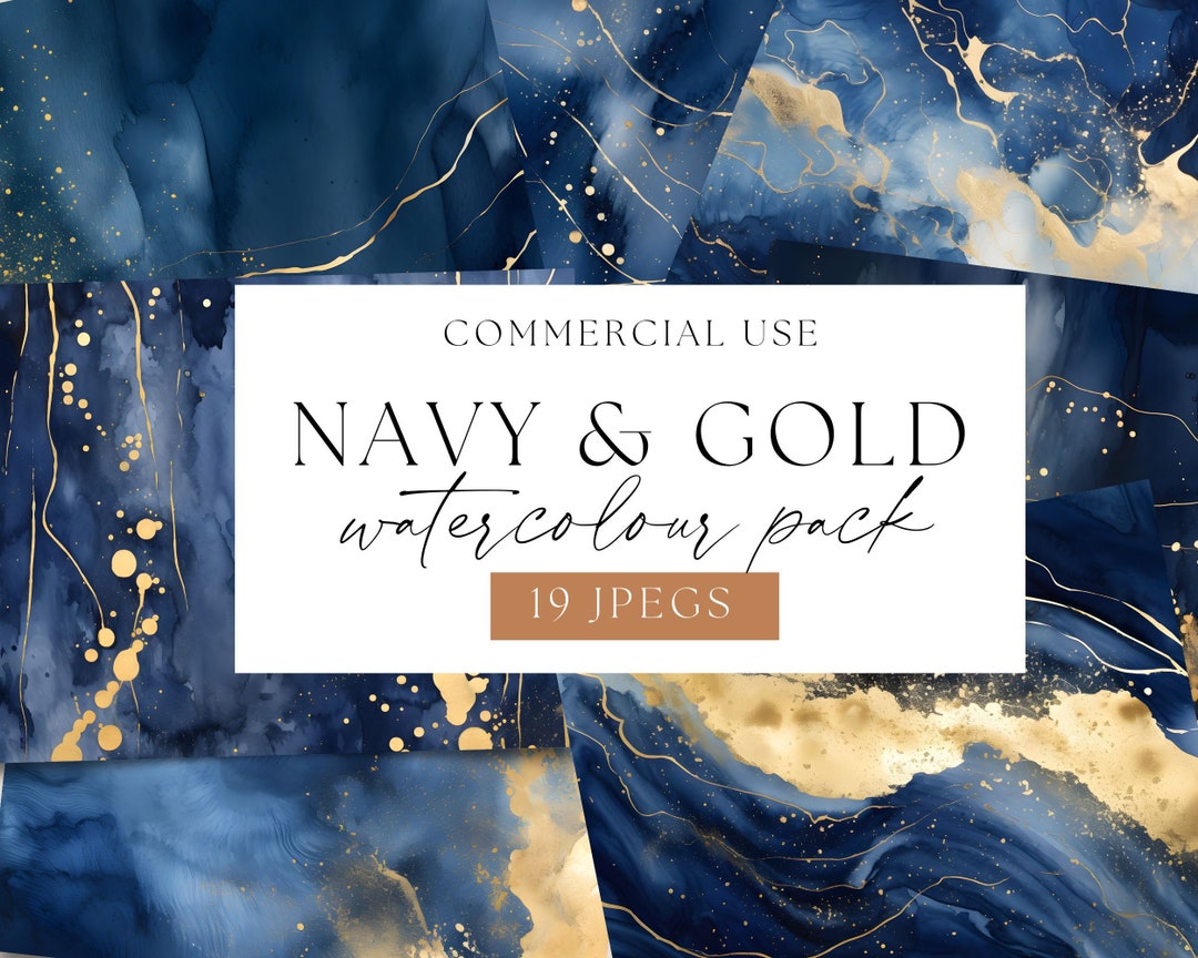 Navy and Gold Watercolor Wash Background Texture, Dark Blue Watercolour ...