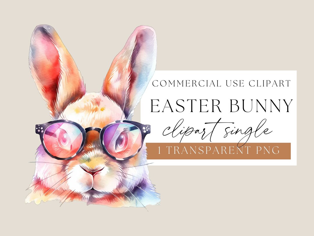 Easter Bunny Wearing Glasses Png, Easter Rabbit Png, Watercolor Easter ...