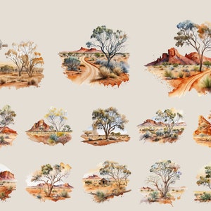 Australian Outback Watercolor Clipart, Scenery Transparent Pngs, Desert ...