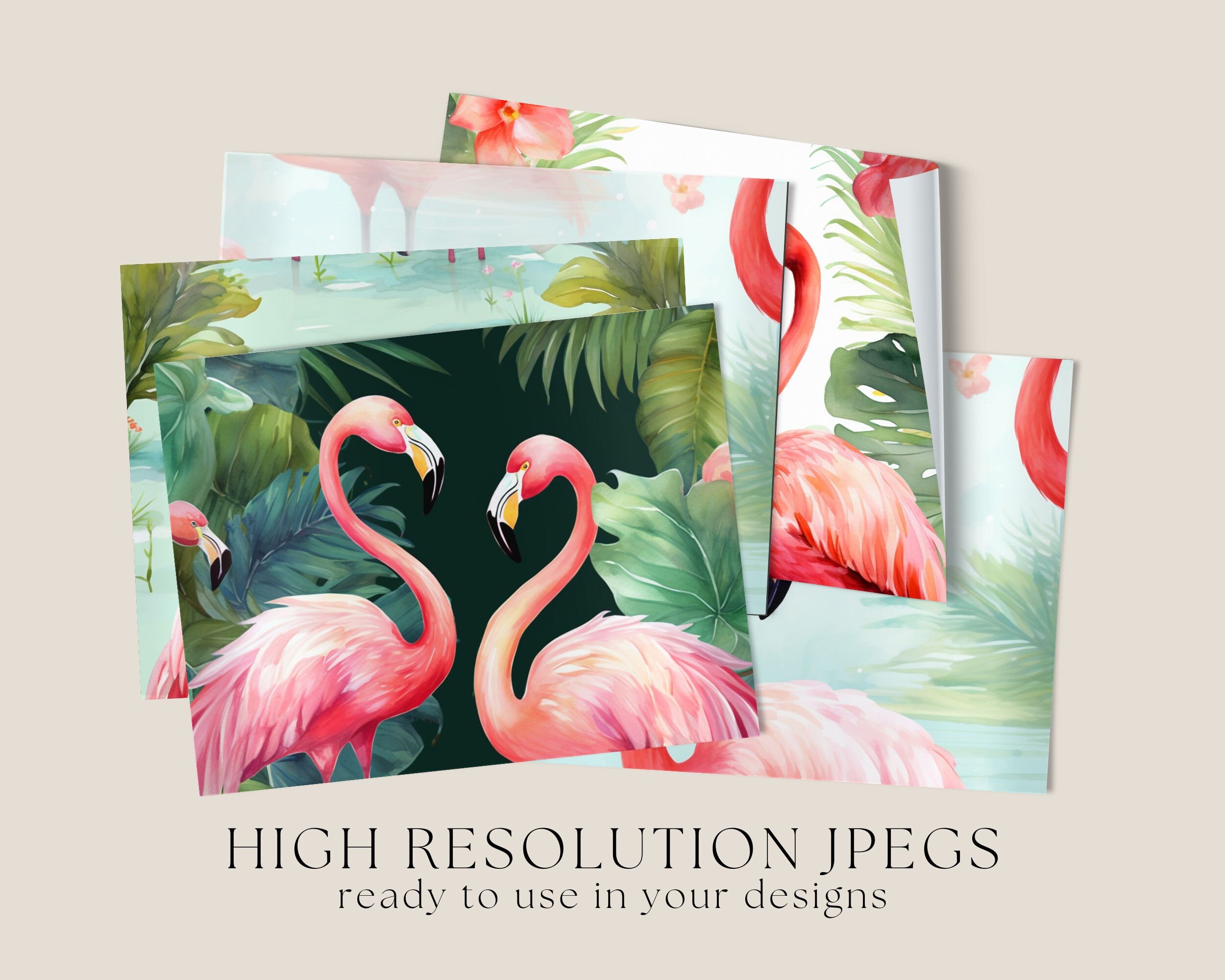 Flamingo Watercolor Background, Flamingo Digital Papers, Pink Flamingo ...
