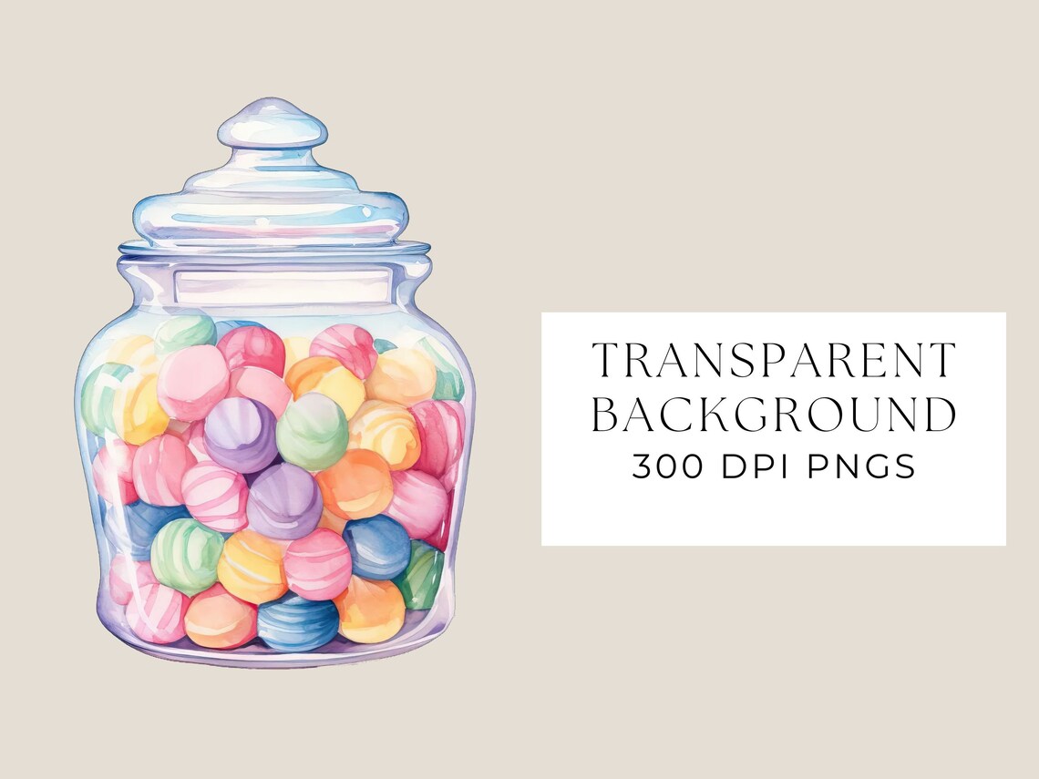 Candy Jar Clipart, Lolly Jar Clip Art, Lollies Clipart, Watercolour ...