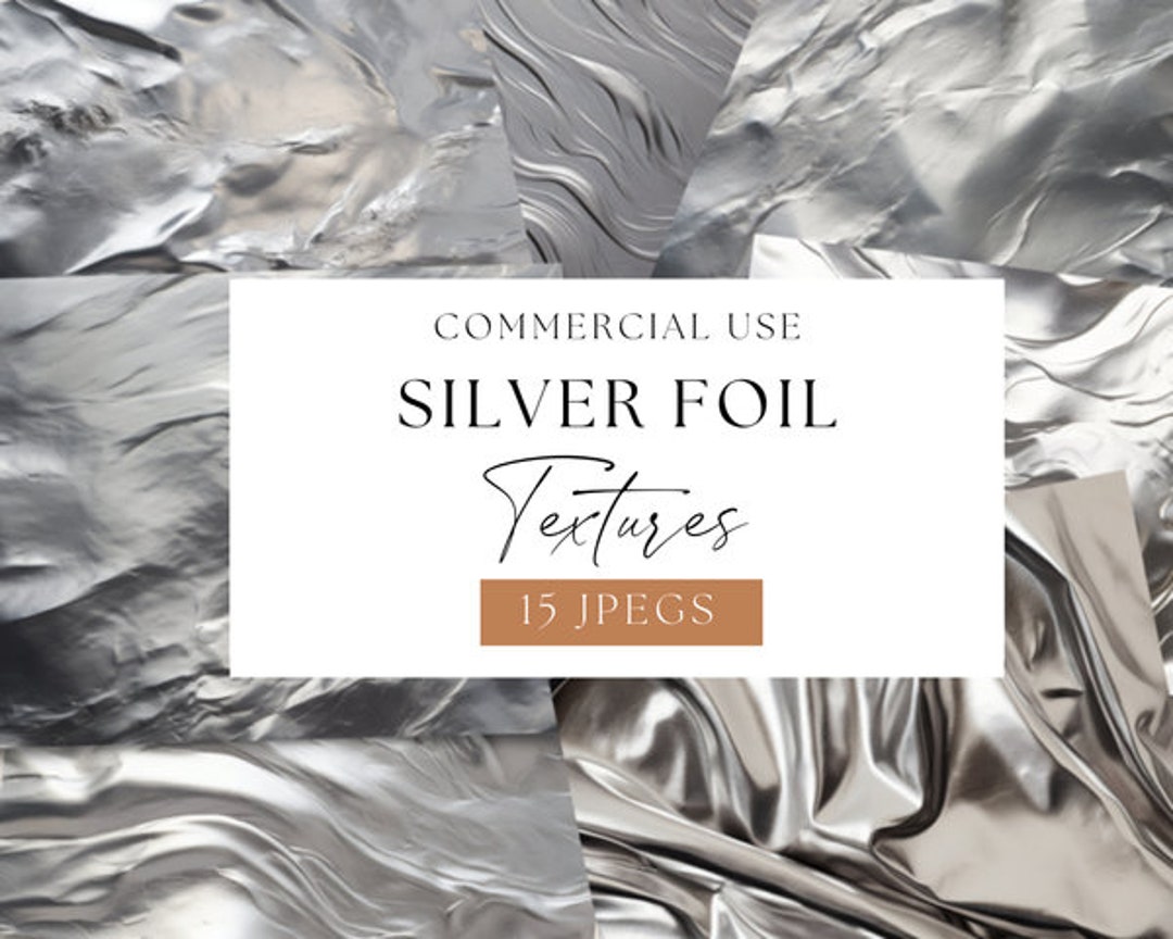 Silver Foil Textures, Metallic Foil Background, Silver Digital Paper ...