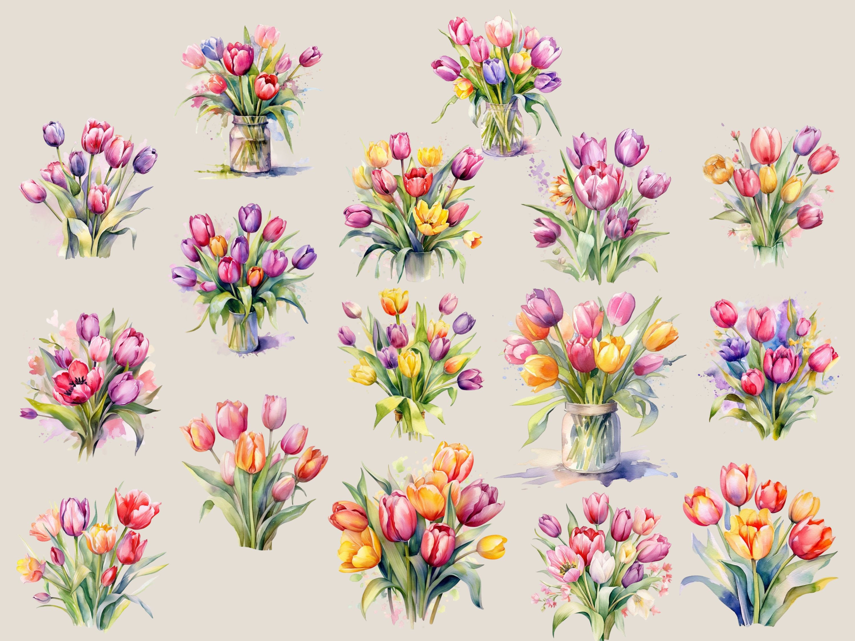 Tulip Watercolor Clipart, Watercolor Florals, Transparent Png, Spring ...