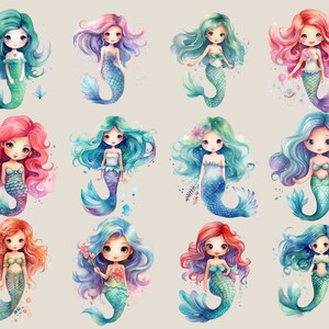Mermaid Watercolor Clipart, Transparent Pngs, Under the Sea Clip Art ...