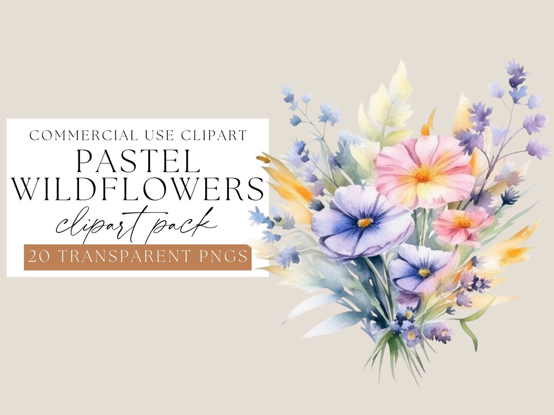 Soft Pastel Wildflower Clipart, Watercolor Wildflowers, Transparent Png ...