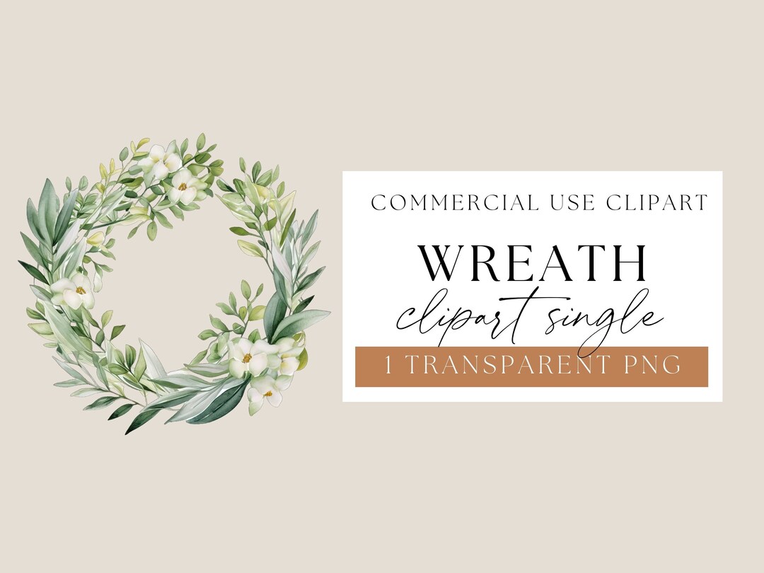 Botanical Greenery Wreath, Botanical Wreath Png, Digital Download ...