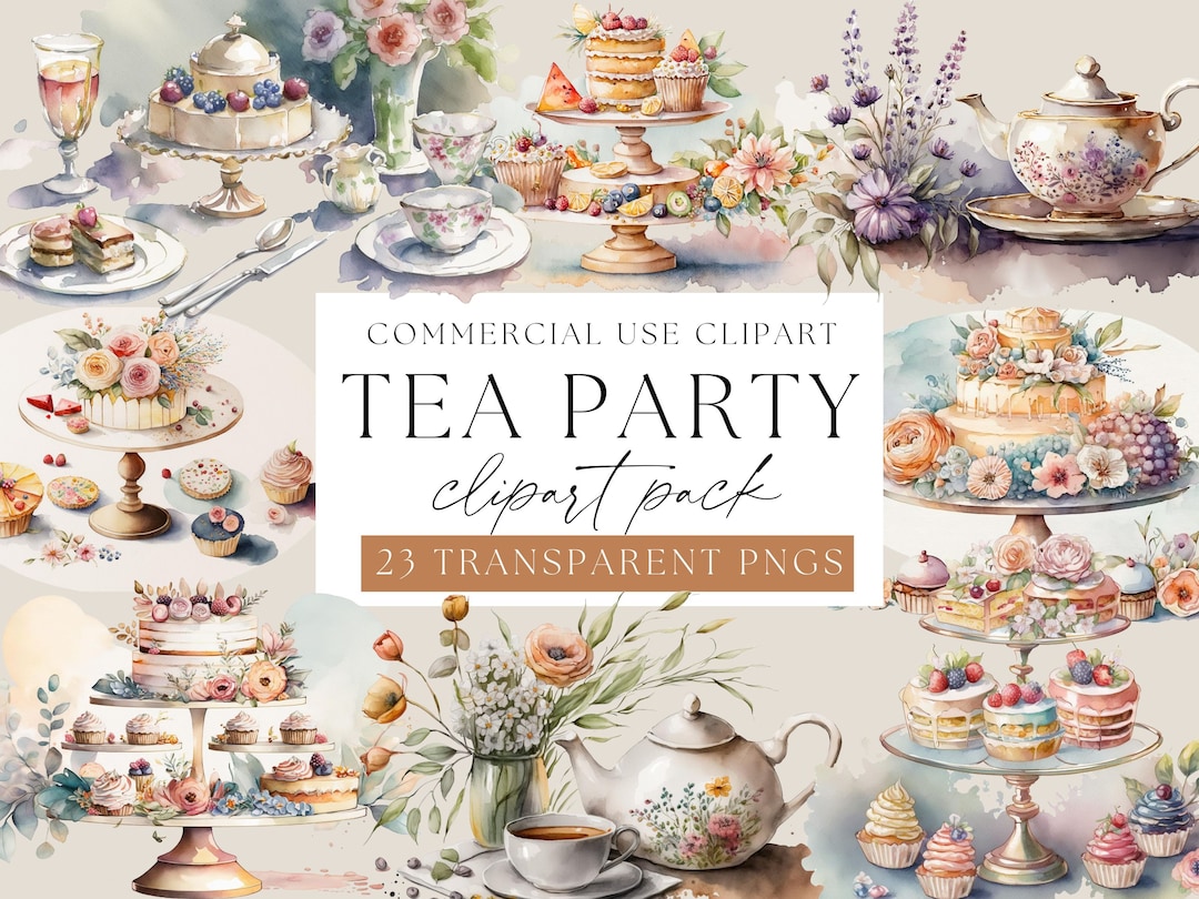 Tea Party Clipart, High Tea Table Setting, Mothers Day Clip Art for ...
