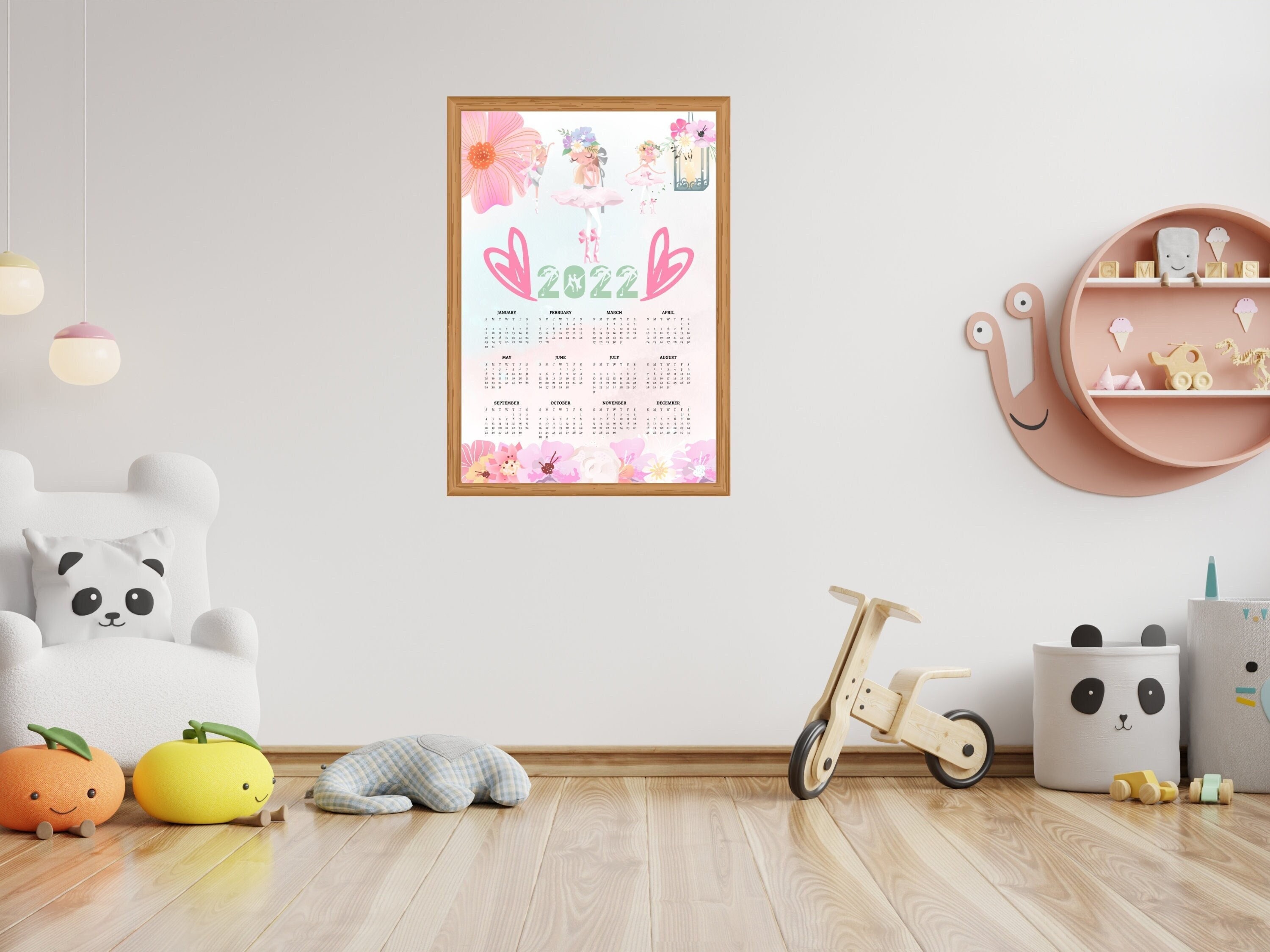 Wall Calendar for Kids Ballet Art Print Girls Ballet Dancer Wall Print ...