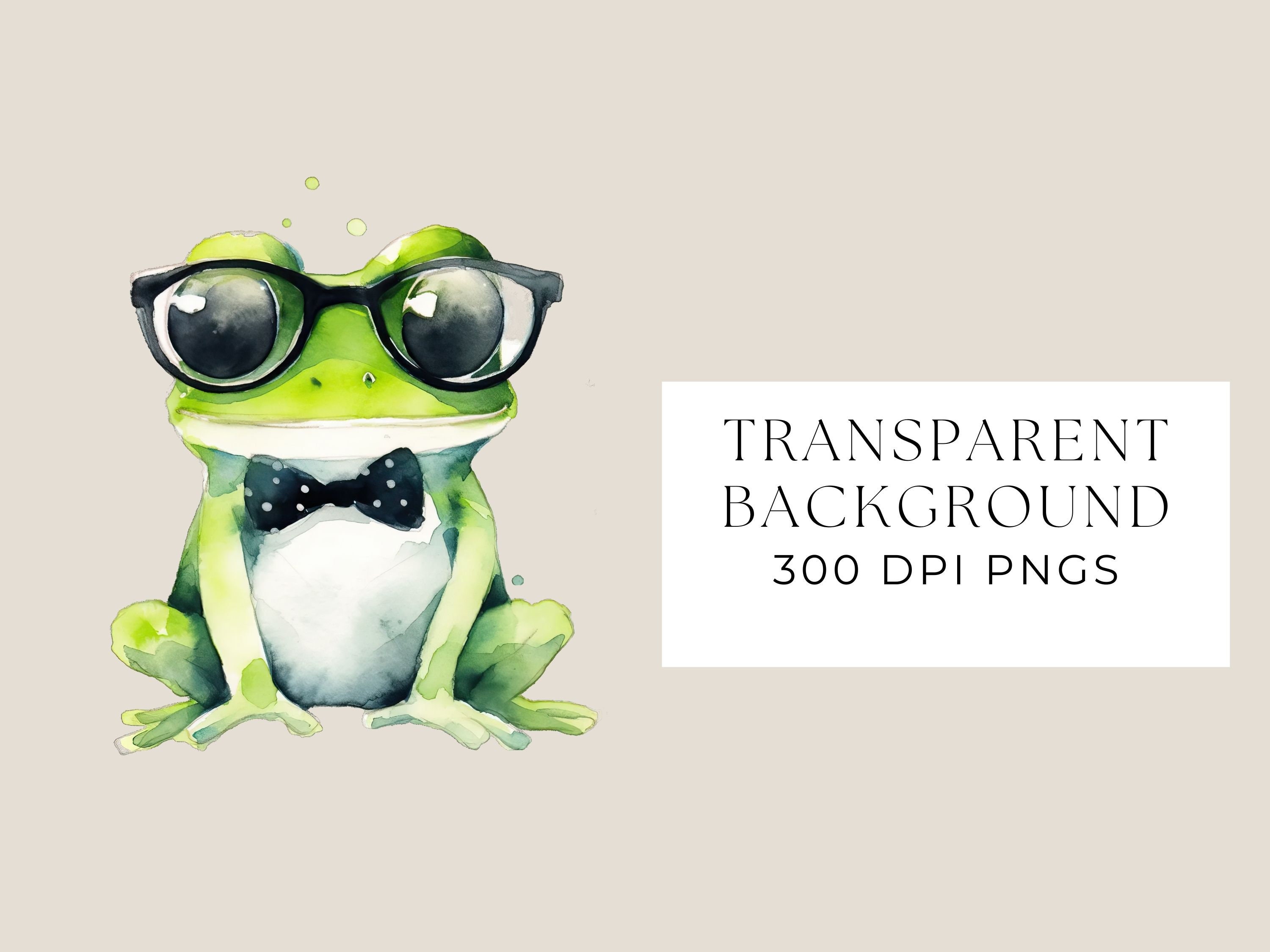 Cute Frog Clipart, Watercolor Frog Wearing Glasses, Fun Amphibian Clip ...