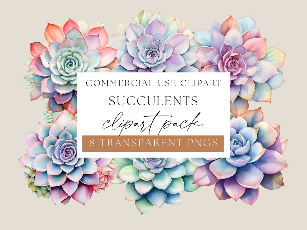 Watercolor Succulent Clipart, Cactus Plant Png, Cacti Clipart, Desert ...