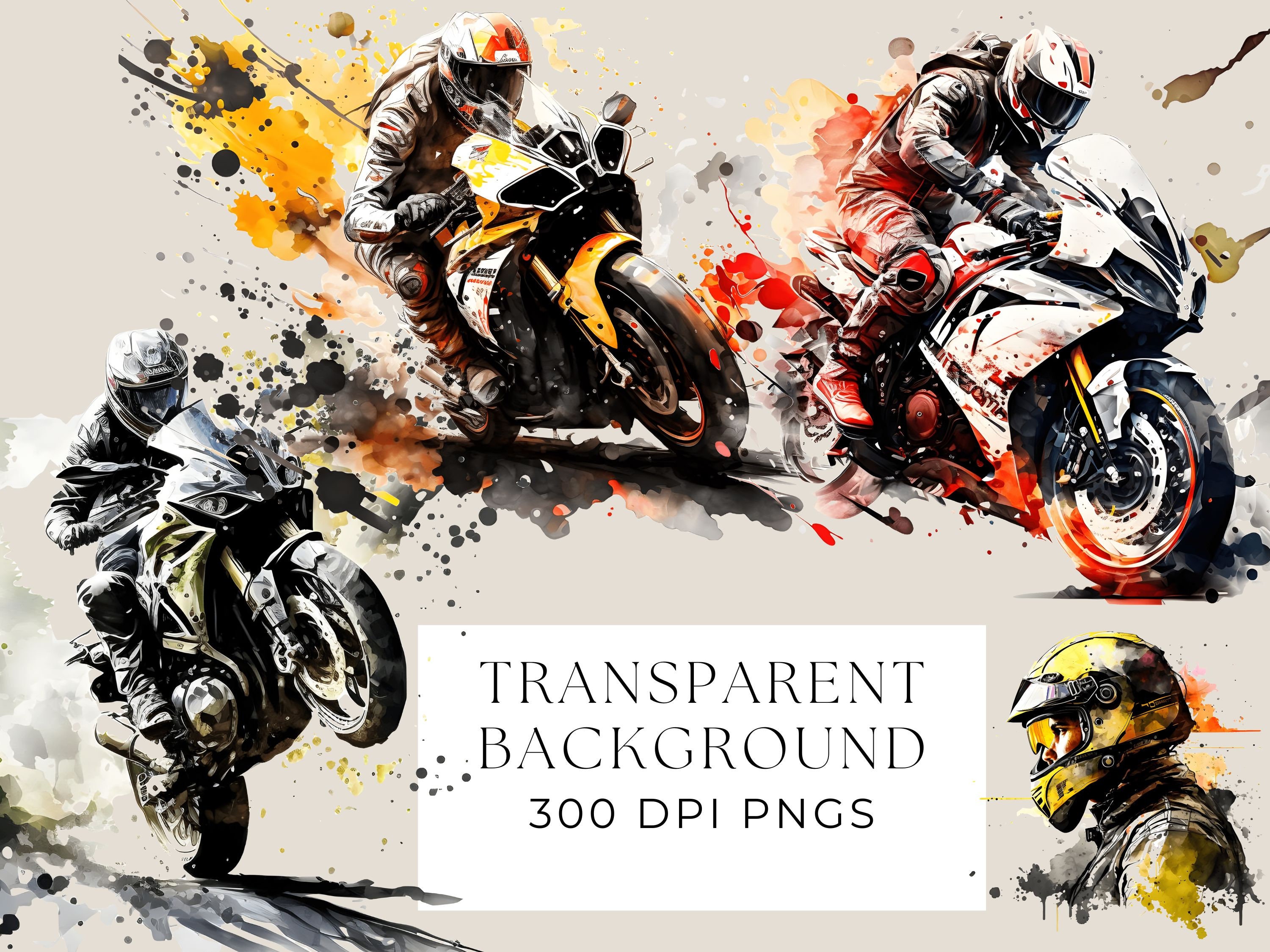 Watercolor Motorbike Clipart Pack, Sports Bike Pack, Transparent Pngs ...