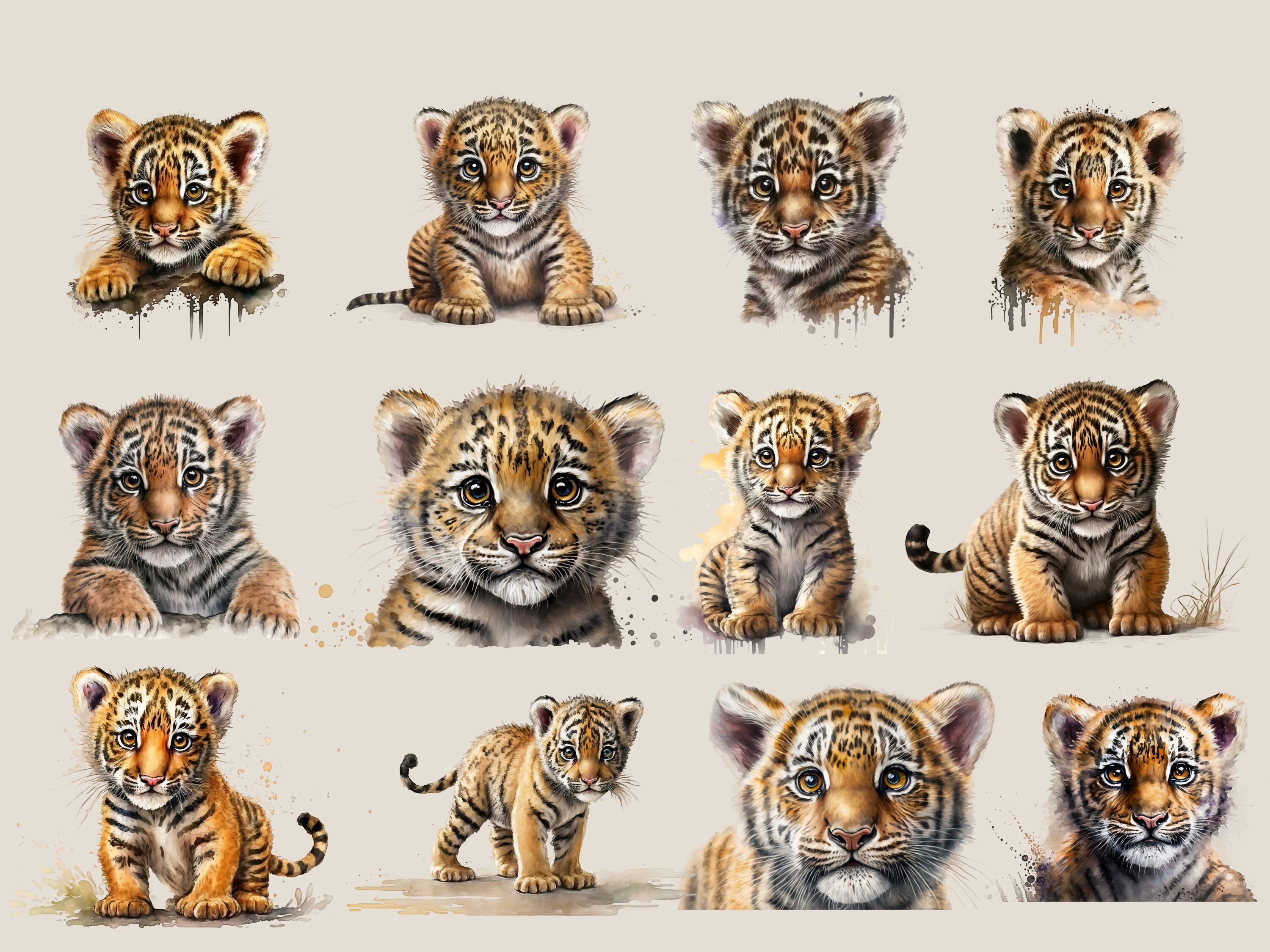 Baby Tigers Clipart Pack, Commercial Use Images, Transparent Tiger Pngs ...