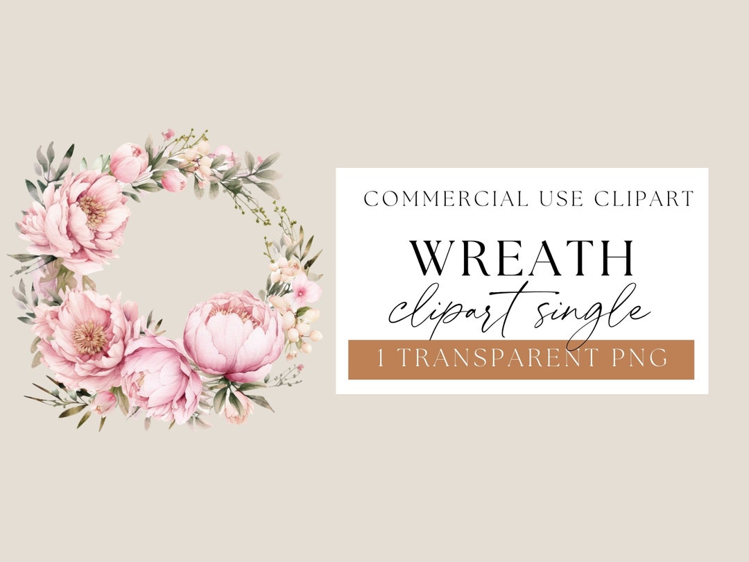 Pink Peonies Wreath, Pink Floral Clipart, Watercolor Peonies ...