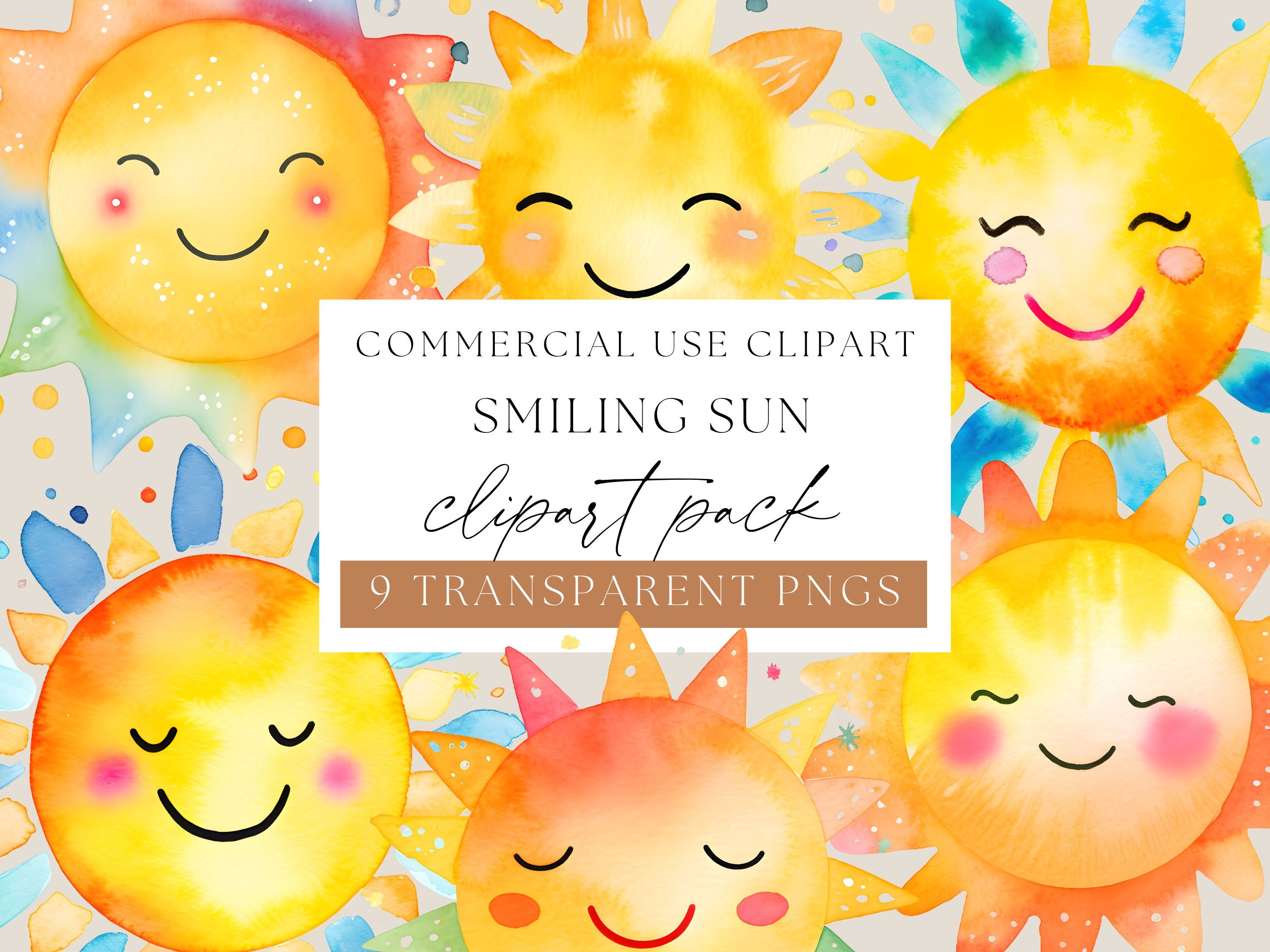 Cute Sun Clipart, Sun Faces, Happy Sun Clipart, Smiling Sun, Nursery ...