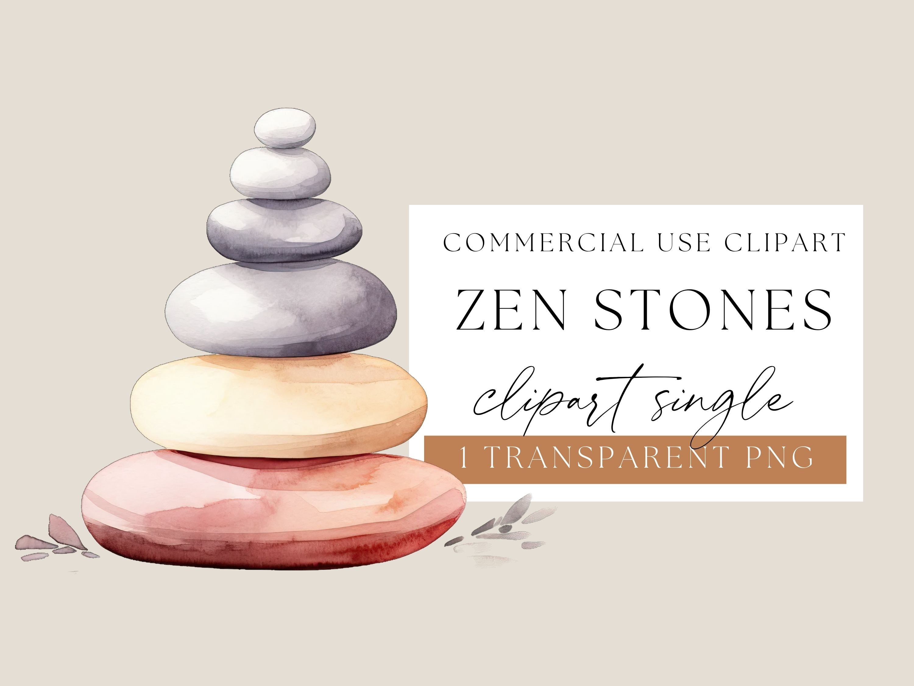 Zen Stones Watercolor Clipart, Stones Meditation Clip Art, Zen Stone ...