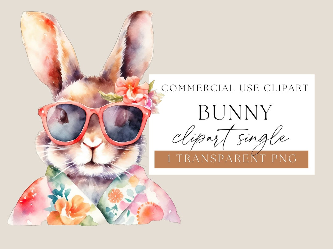 Easter Bunny Wearing Glasses, Easter Bunny Clip Art, Watercolor Clipart ...