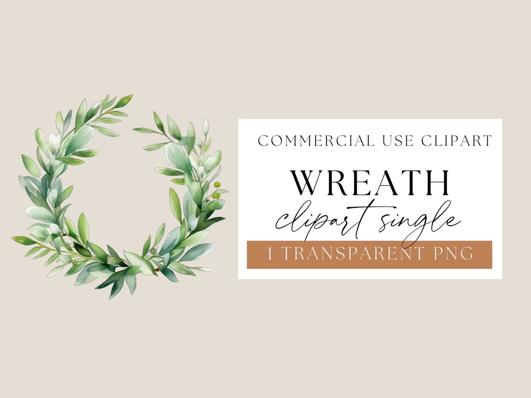 Botanical Greenery Wreath, Greenery Clip Art, Watercolor Clipart ...