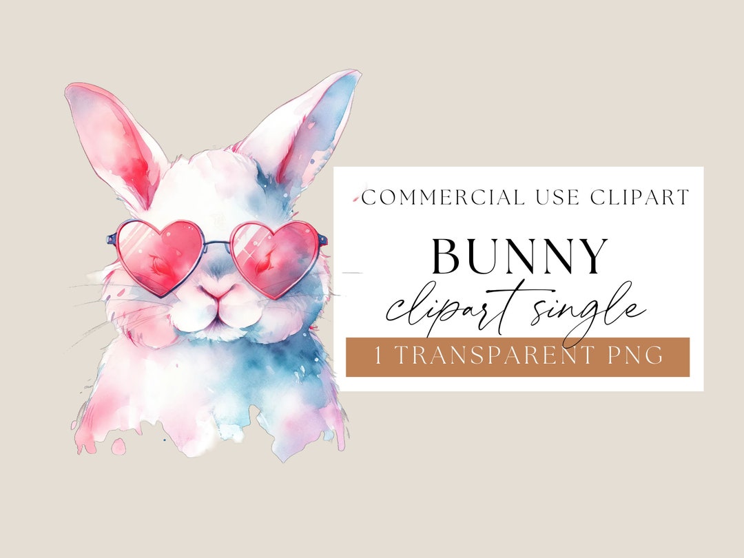 Bunny Rabbit Valentines Day Clipart, Watercolor Valentines Day Clip Art ...