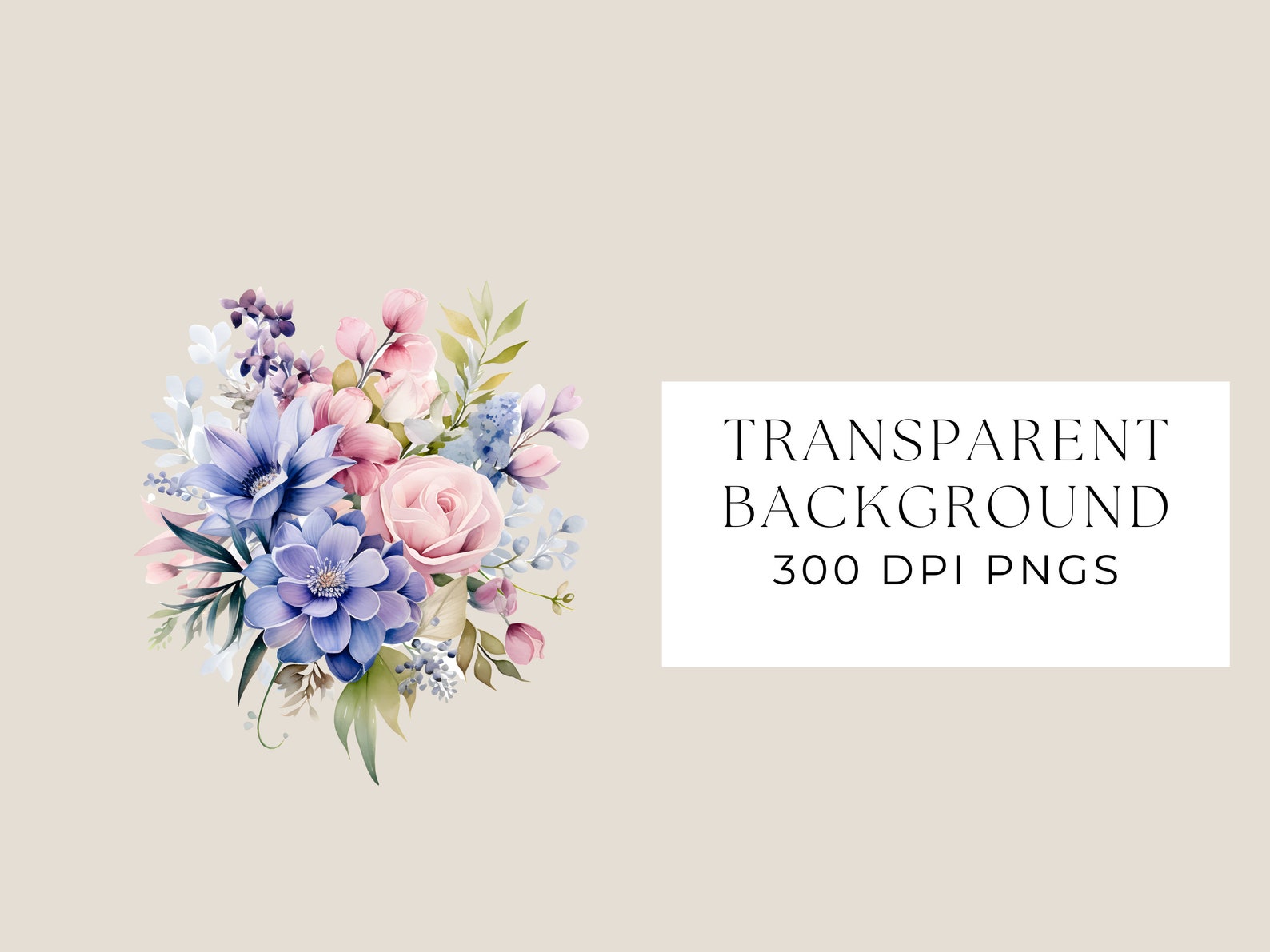 Soft Neutral Floral Clipart, Watercolor Florals, Floral Clipart ...