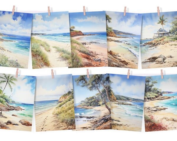 Aussie Beach Scenery, Australian Beach Digital Paper, Beach Backdrop ...