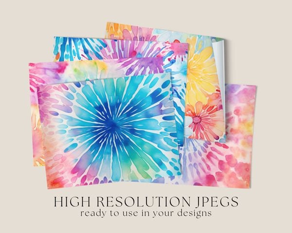 Watercolor Tie Dye Pattern Background, Tie Dye Digital Papers, Bright ...