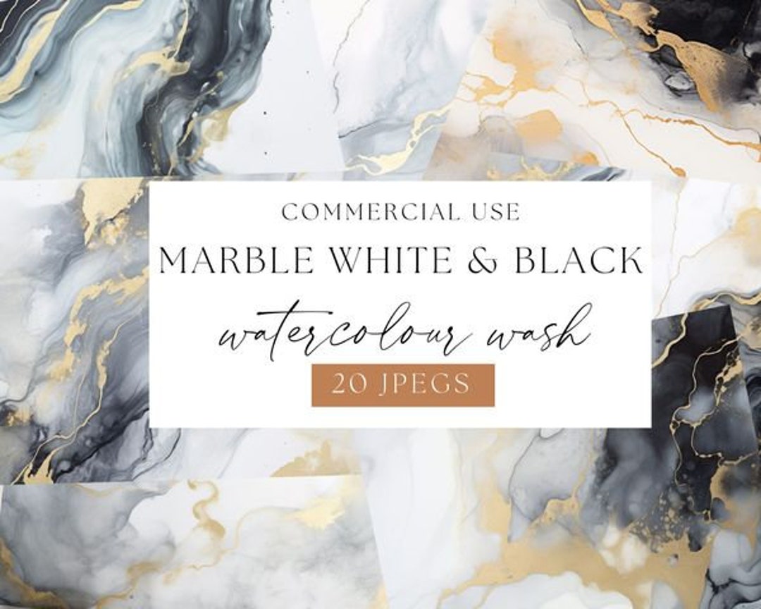 Black & White Marble Digital Paper, Stone Texture Paper, Grey and Gold ...