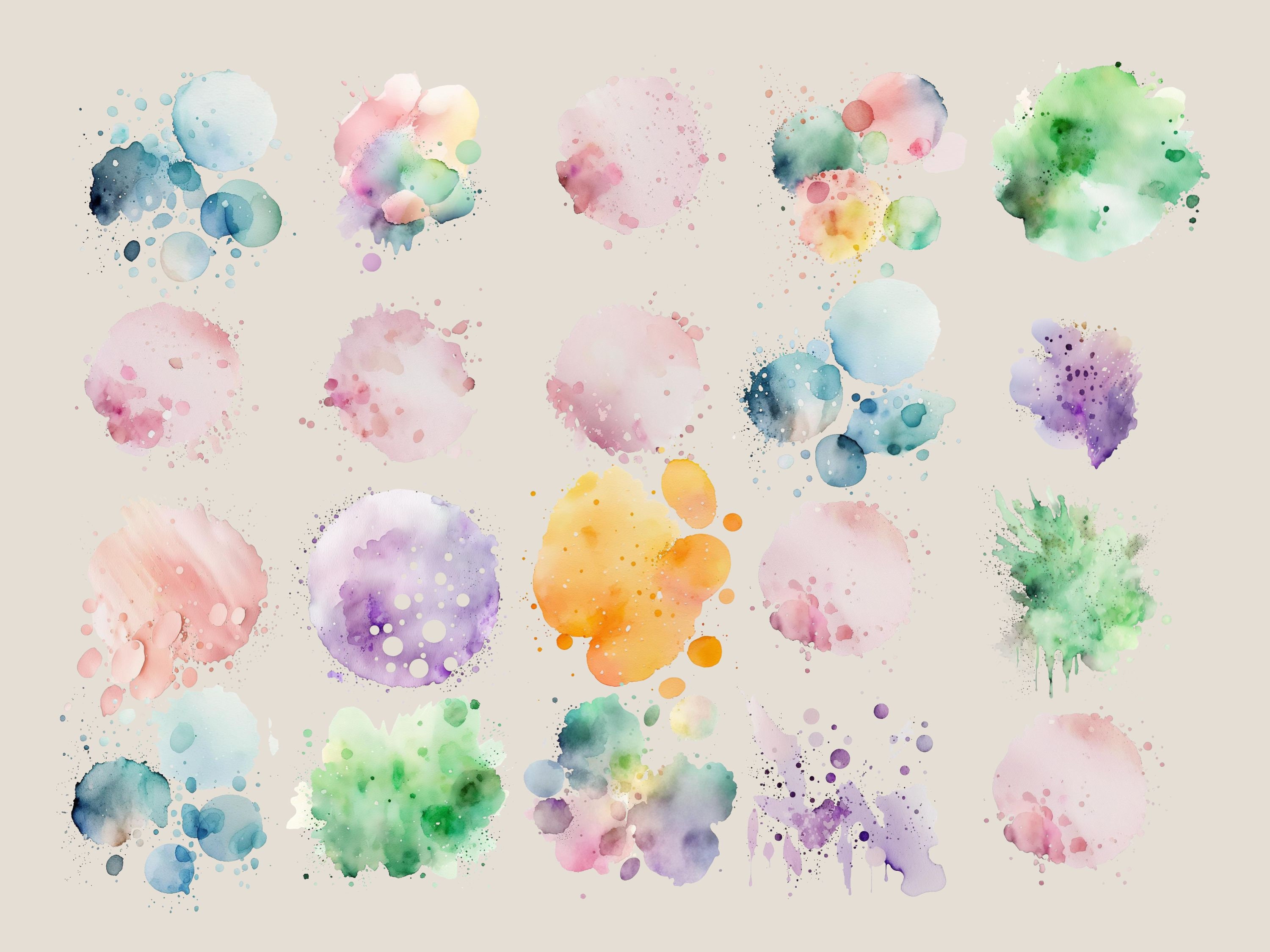 Pastel Watercolor Splashes, Watercolour Blotches, Abstract Shapes ...