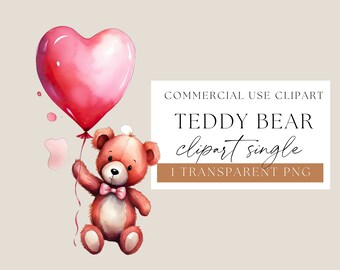 Cute Teddy Bear Clip Art, Watercolor Style - Etsy