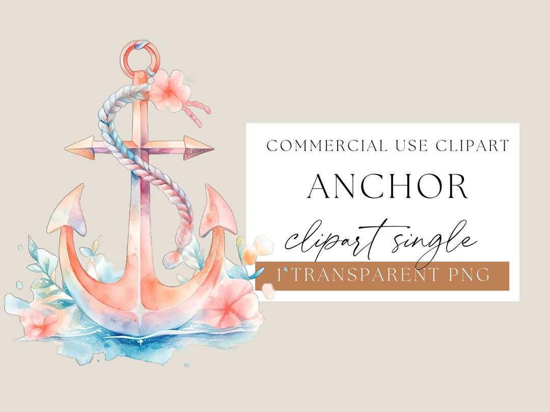 Sailing Anchor Watercolor Clipart, Nautical Clip Art, Marine Clipart ...