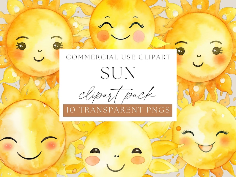 Sun With Face Clipart, Cute Sun Clip Art, Happy Sun, Smiling Sun ...