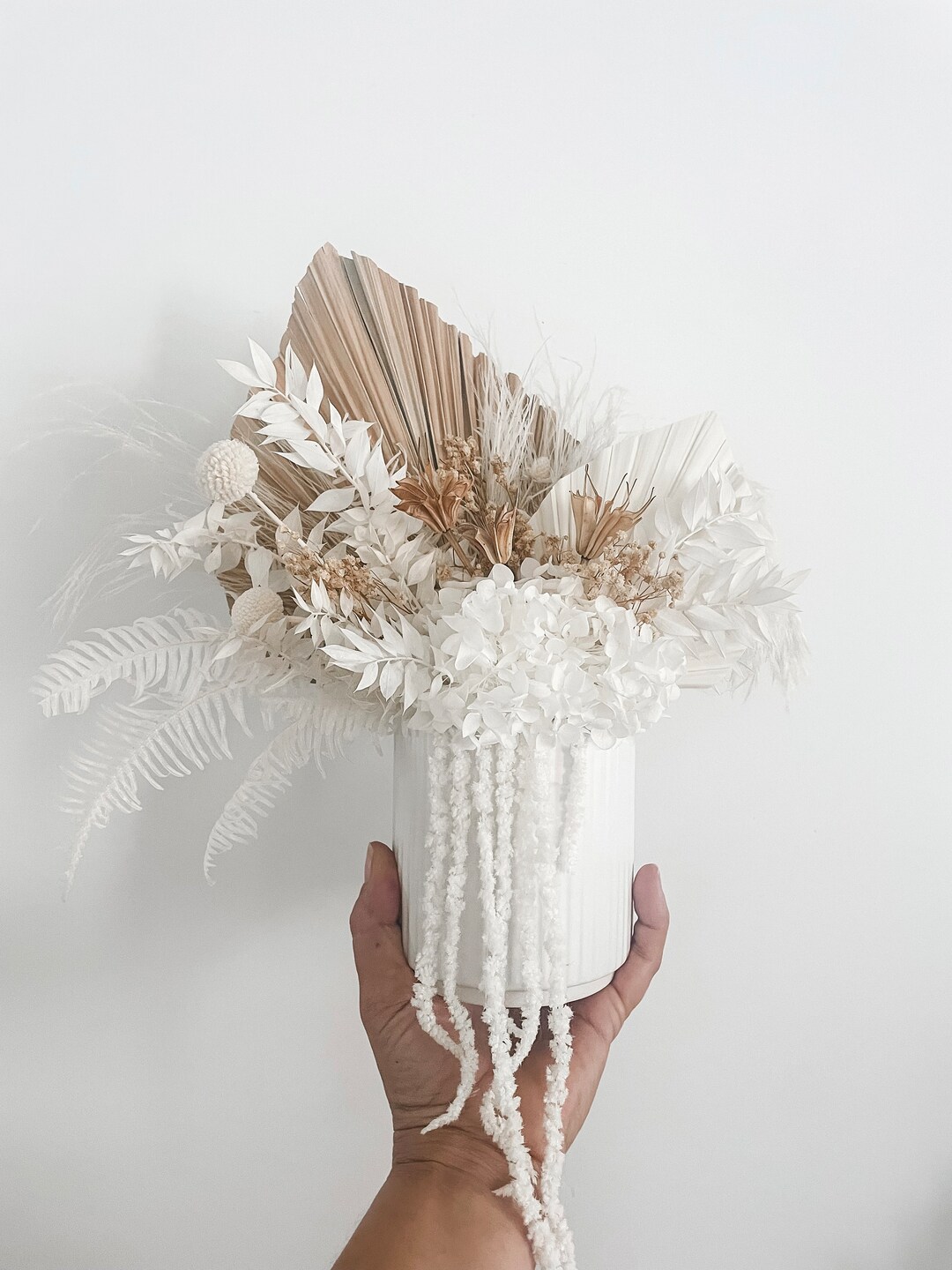 Dried/preserved Floral Arrangement Centrepiece Table Decor, White ...