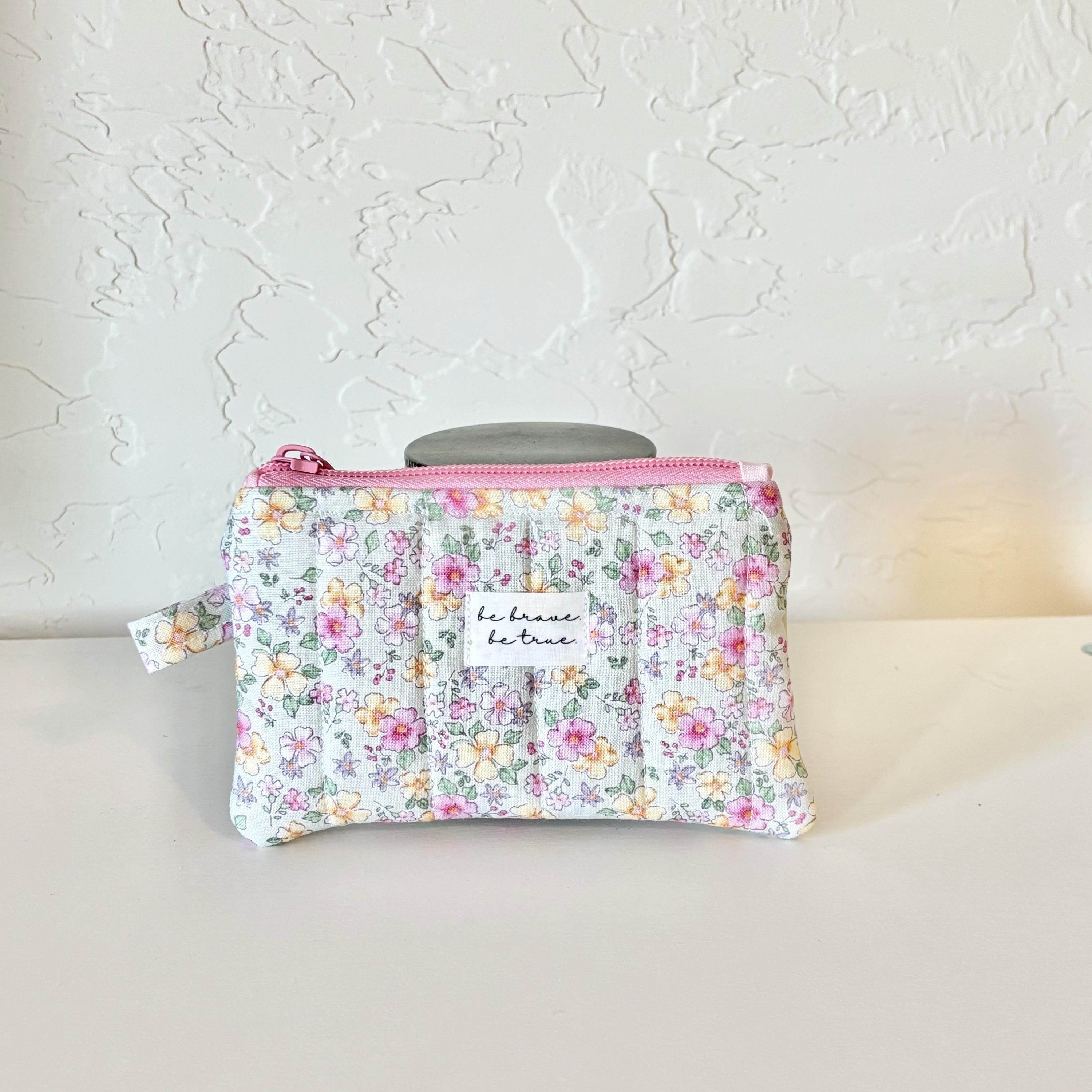 Handmade Floral Quilted Keychain Wallet: Cotton Coin Purse, Bridesmaid ...
