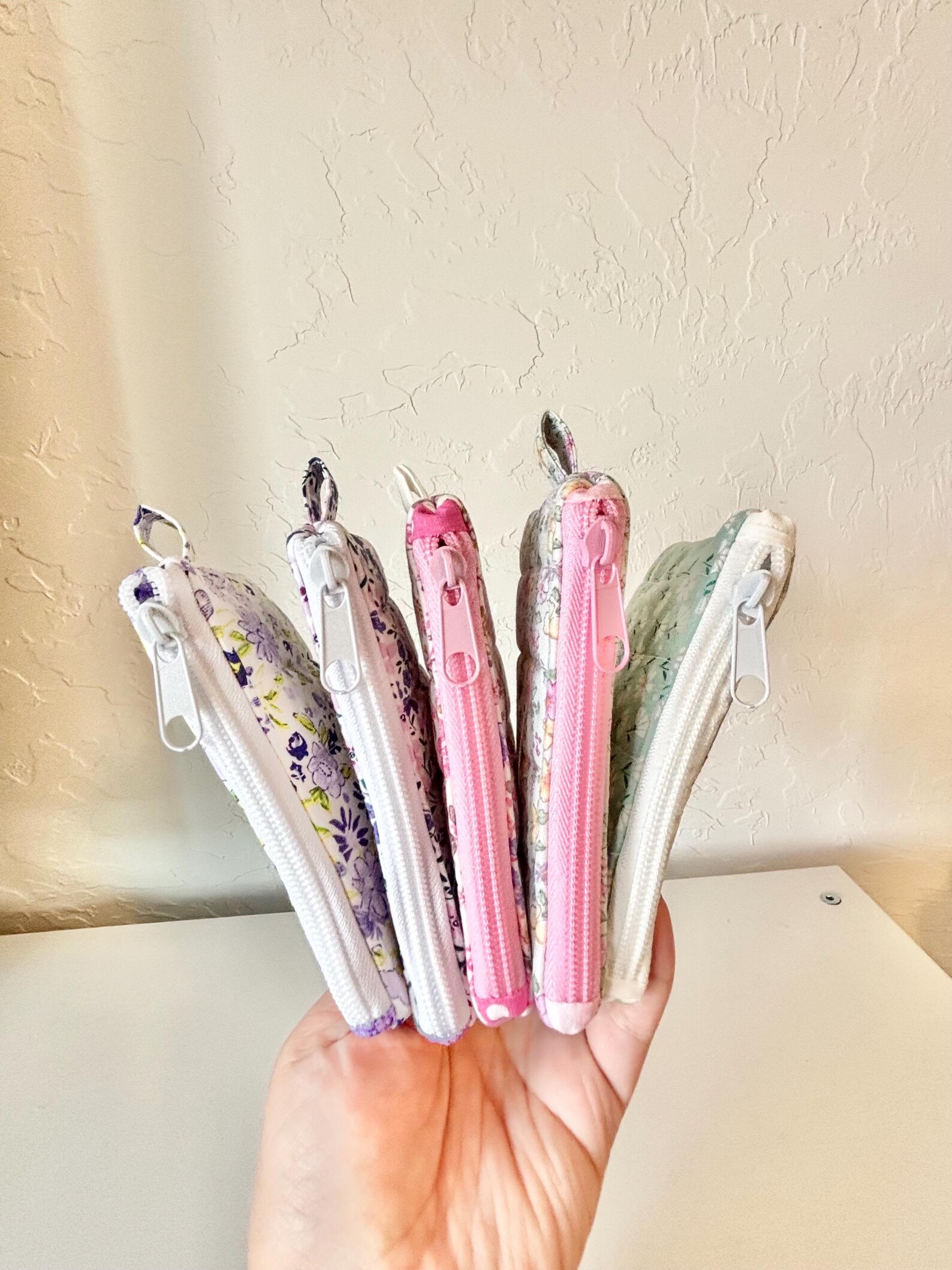 Handmade Floral Quilted Keychain Wallet: Cotton Coin Purse, Bridesmaid ...