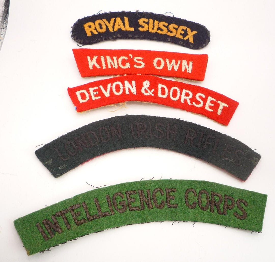 5 X Cloth Shoulder Titles London Irish Rifles Royal Sussex Etc - Etsy