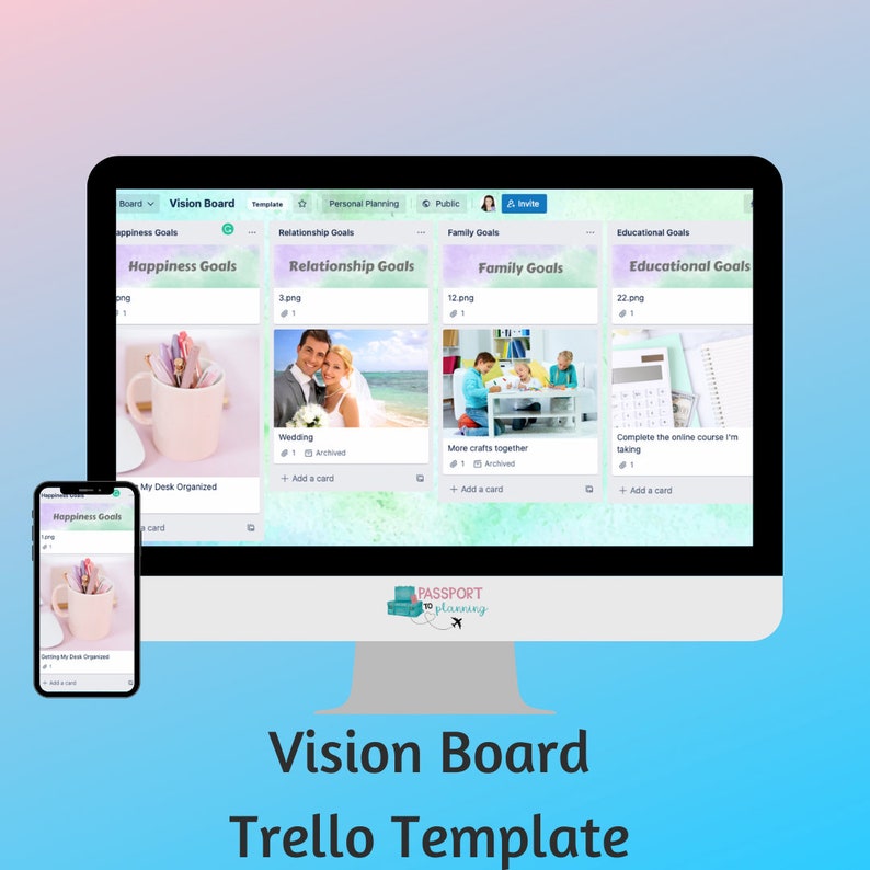 Vision Board, Trello Template, 2025 Vision Board, Trello Board, Vision ...