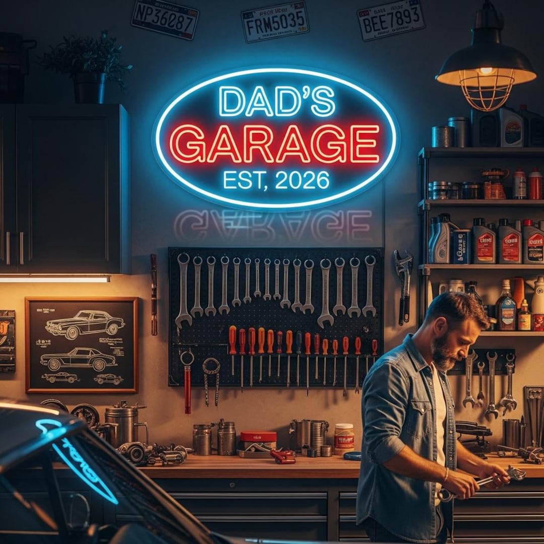 Custom Garage Name Neon Sign | Personalized LED Garage Neon Sign for ...
