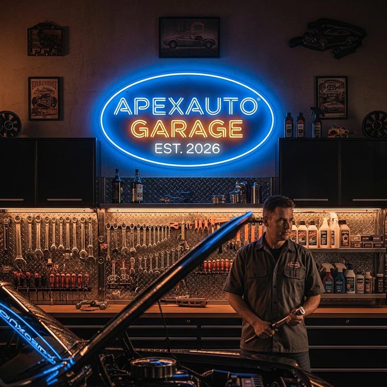Custom Garage Name Neon Sign | Personalized LED Garage Neon Sign for ...