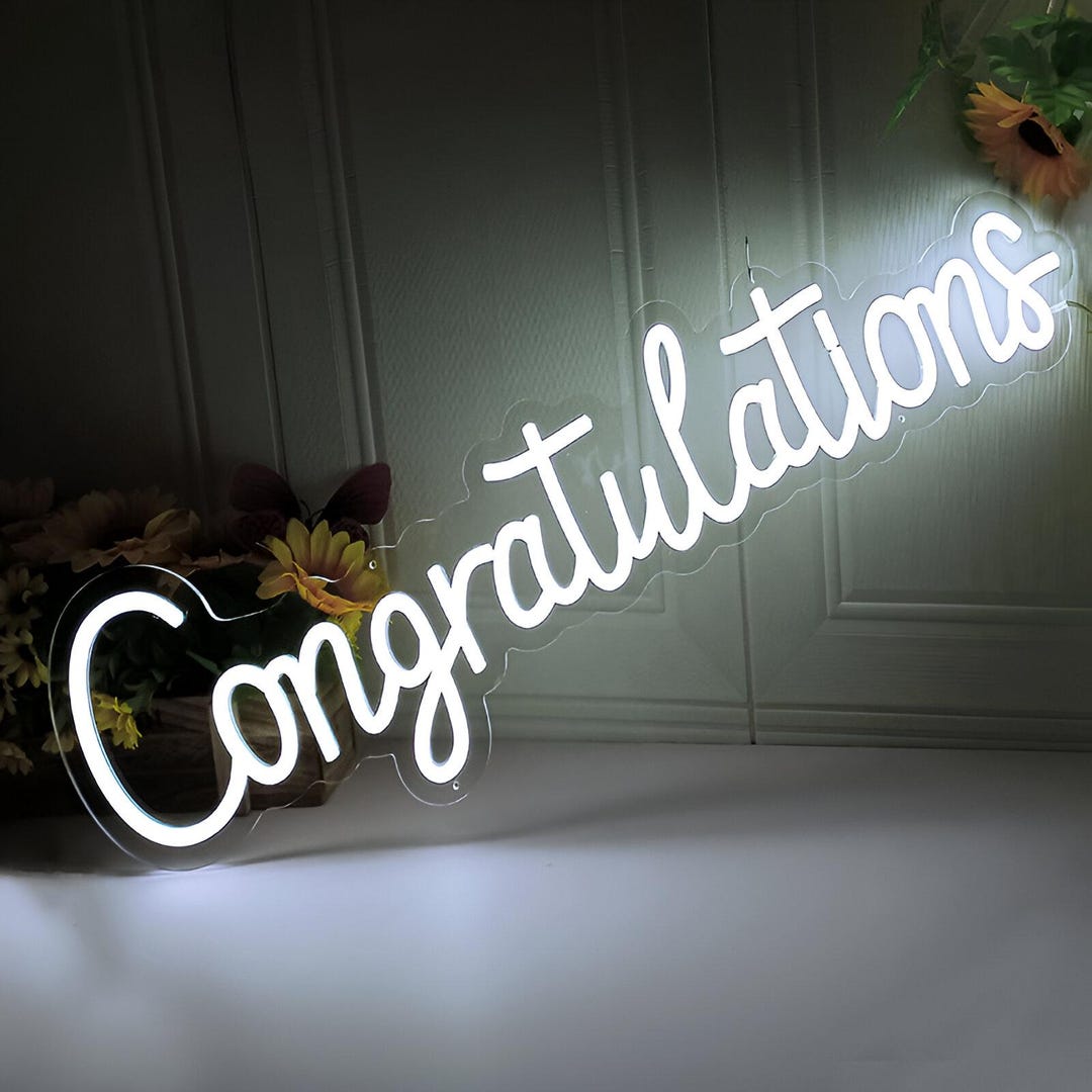 Congratulations Neon Sign | Party Decor | Wedding Gift | Led Neon Sign ...